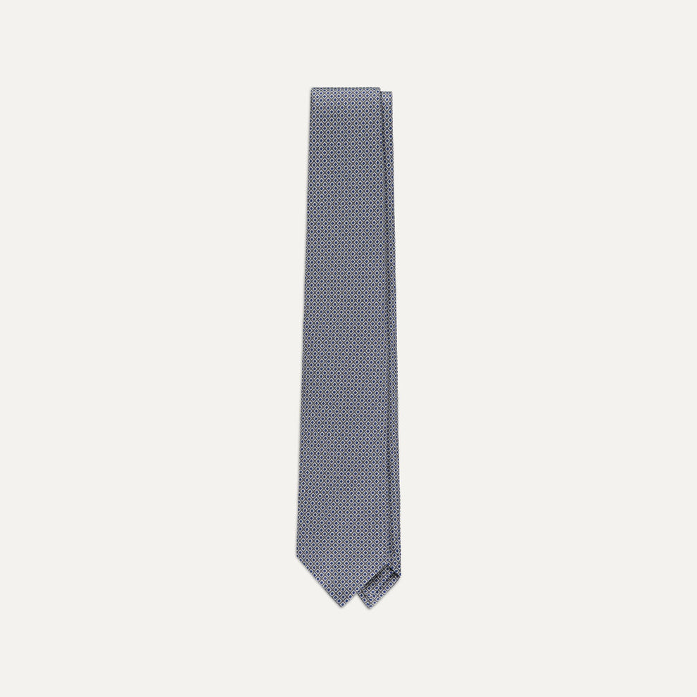 Drake's Mini Diamond Pattern Tipped Tie; Gray, Blue, & White – Old ...